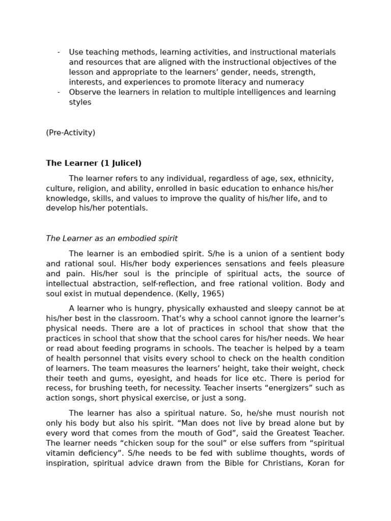 Understanding Learner Diversity in Education | PDF | Learning | Imagination
