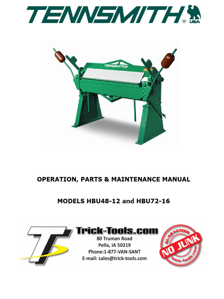 Tennsmith HBU Parts & Maintenance Guide | PDF | Screw | Nut (Hardware)