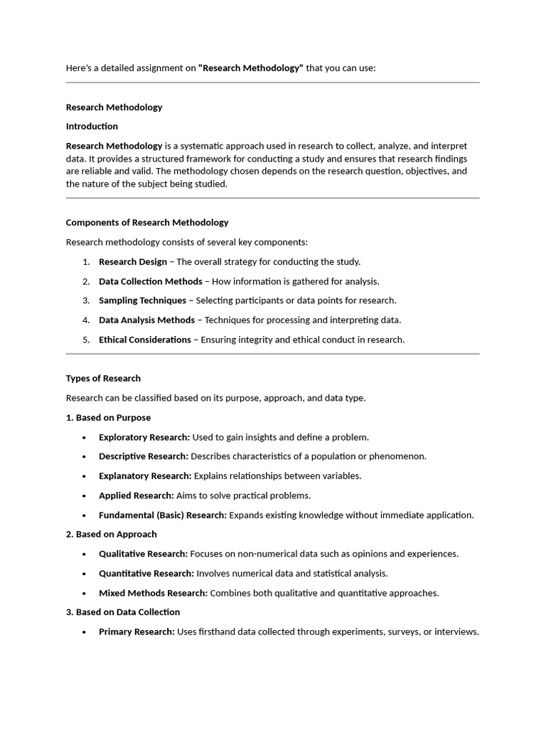 Research Methodology | PDF | Methodology | Sampling (Statistics) Research Methodology | PDF | Methodology | Sampling (Statistics)