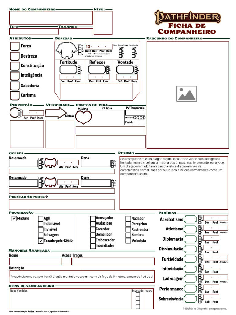 Ficha Companion Eidolon Pet | PDF | Dragão | Jogos de RPG