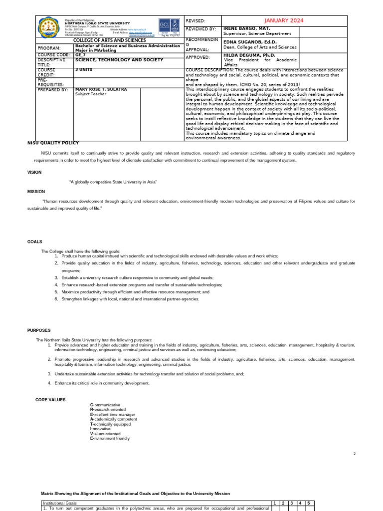 STS-syllabus-2024-2025 2 | PDF | Science | Learning