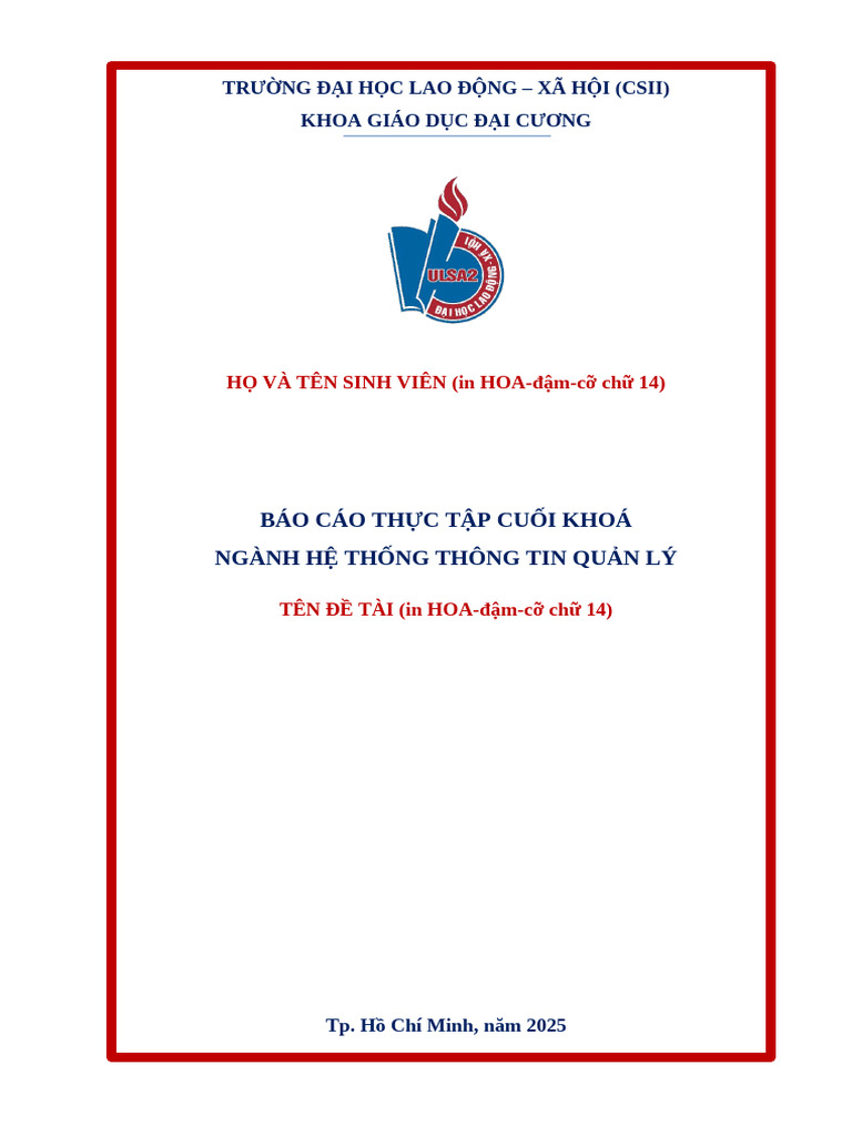 MAU BAO CAO THUC TAP NGANH HTTTQL K2021 | PDF