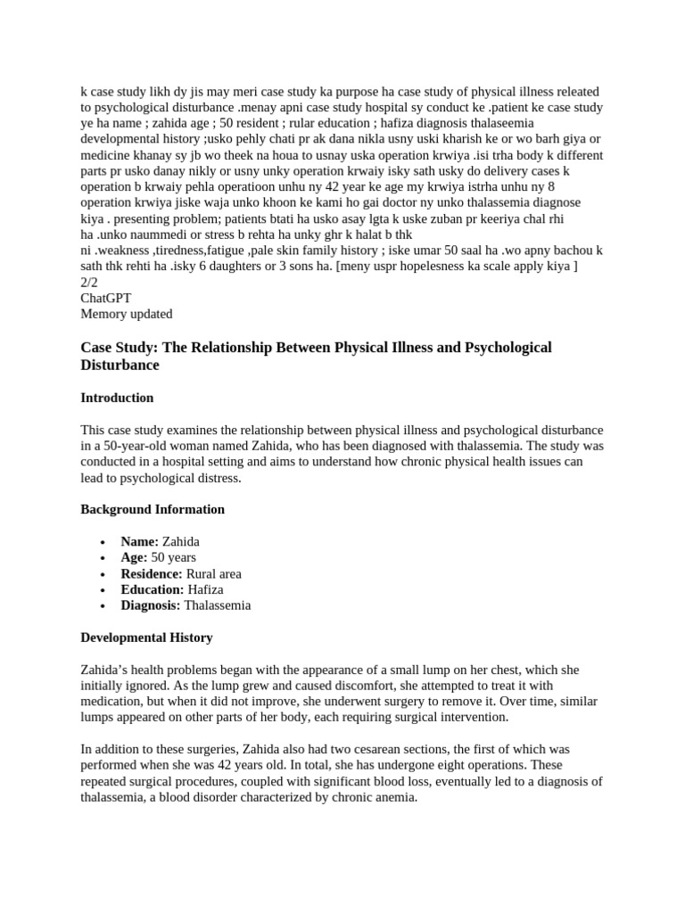K Case Study Likh Dy Jis May Meri Case Study Ka Purpose Ha Case Study of Physical Illness ...