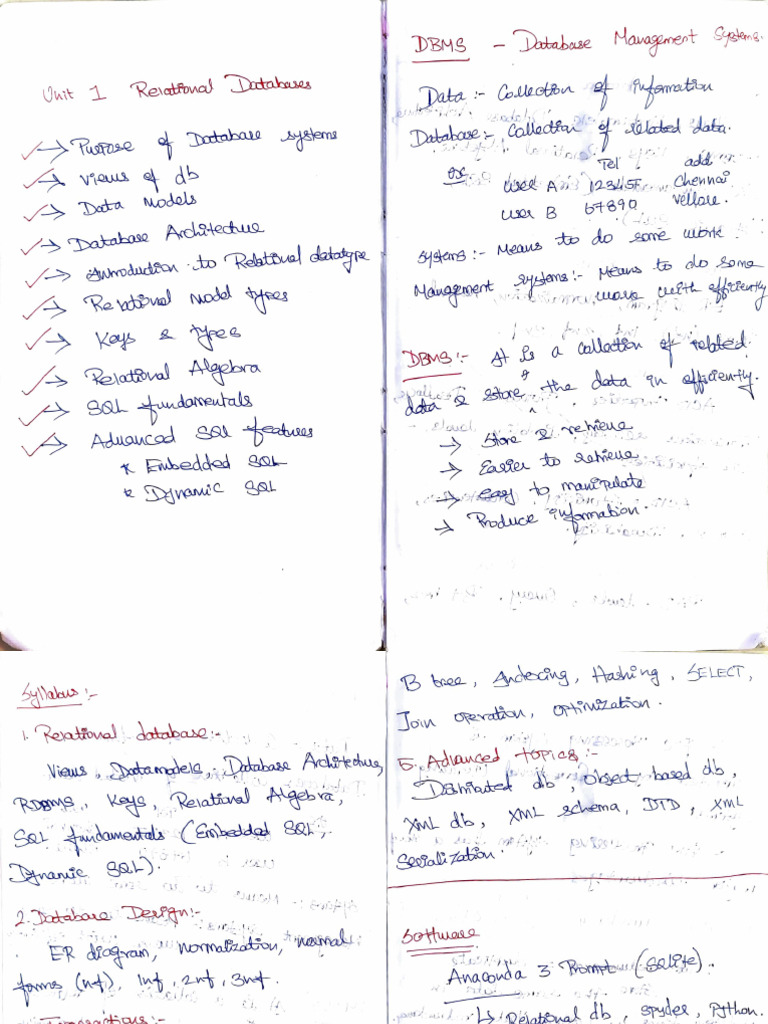 Dbms Hand Written Notes | PDF | Information Science | Information ...