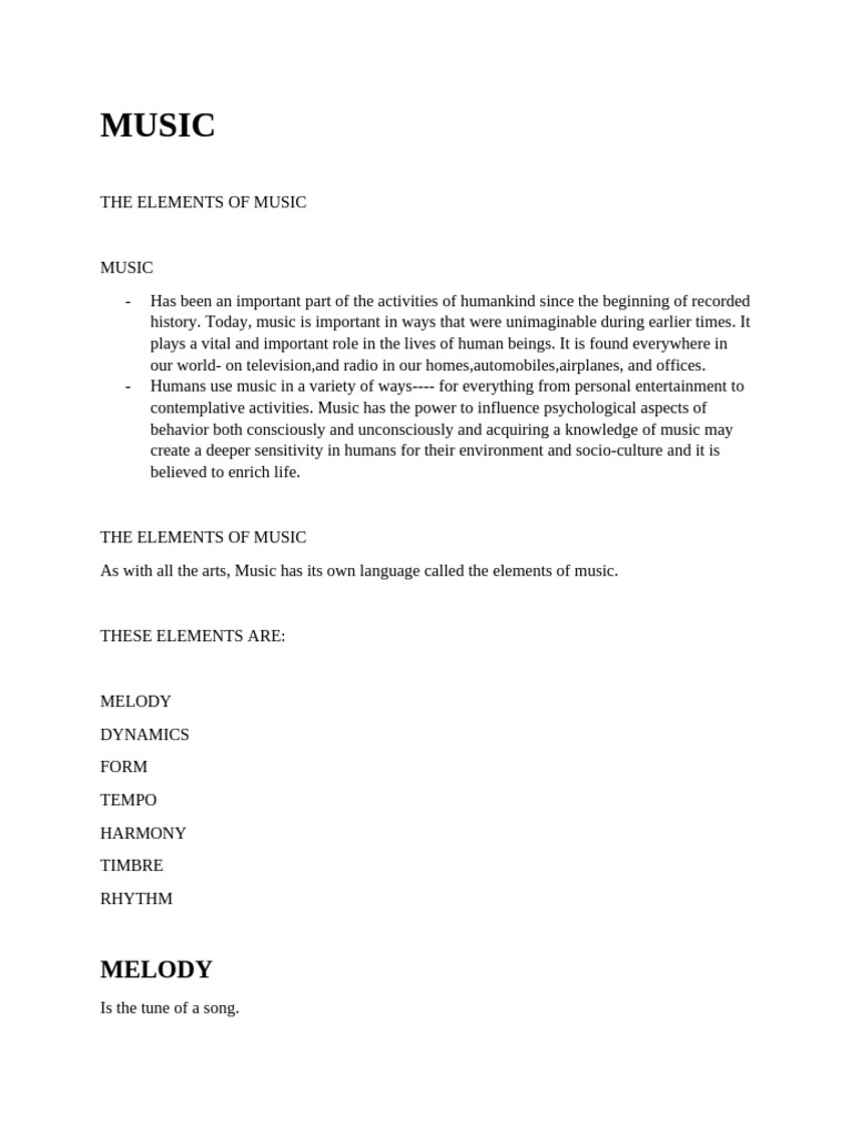 Elements of Music and Design Principles | PDF | Musical Instruments ...