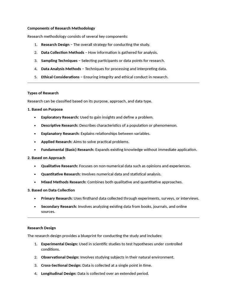 Component of Research Methodology | PDF | Methodology | Sampling ...