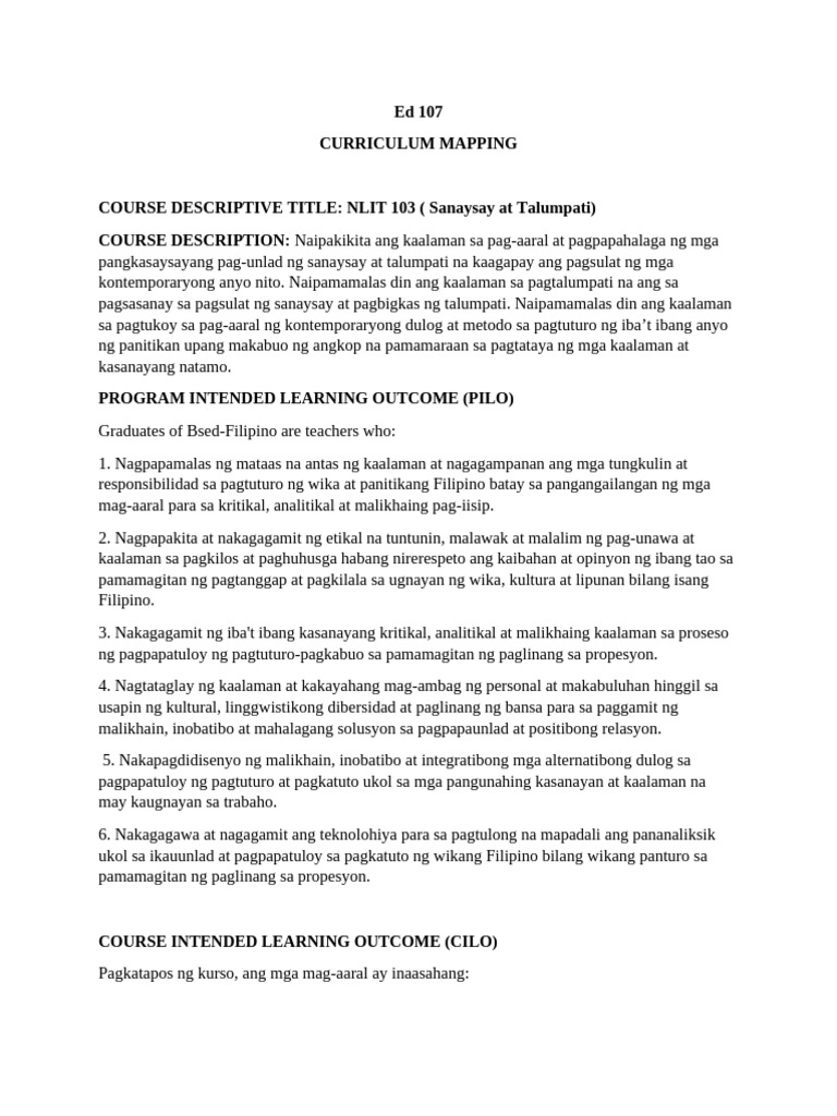 Curriculum Mapping | PDF