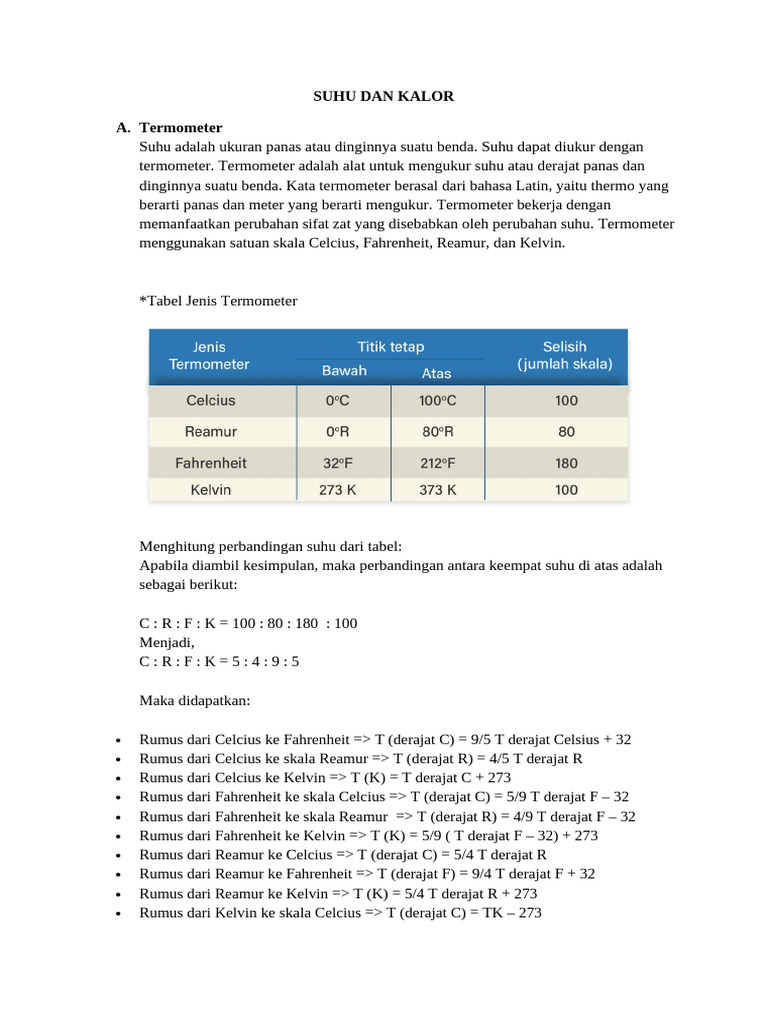 Pengukuran Suhu dan Rumus Termometer | PDF