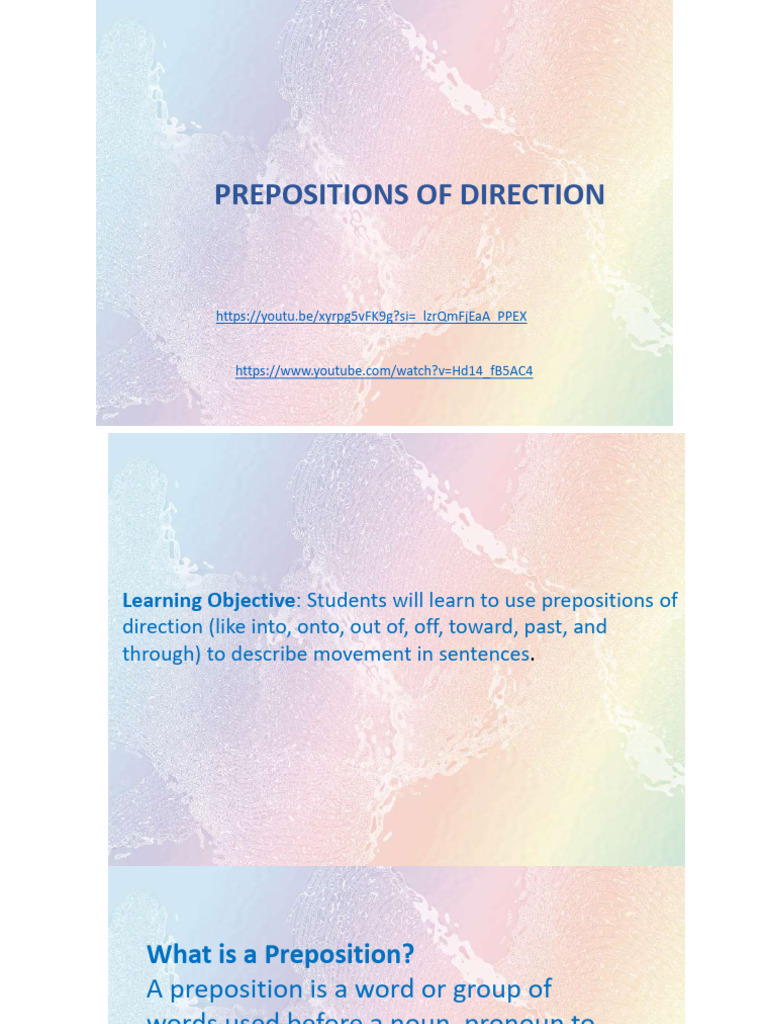 Prepositions of Direction Explained | PDF