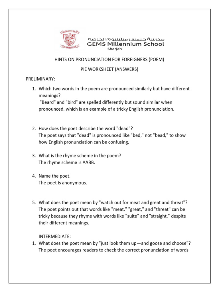 Pronunciation Tips for English Learners | PDF | English Language | Rhyme