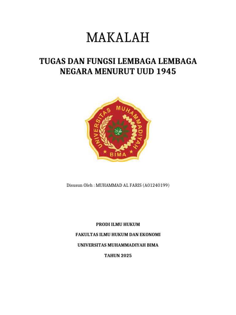 Tugas & Fungsi Lembaga Negara UUD 1945 | PDF