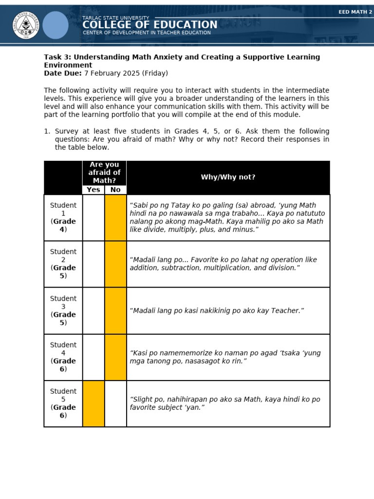 Math Anxiety: Strategies for Supportive Learning | PDF | Mathematics ...