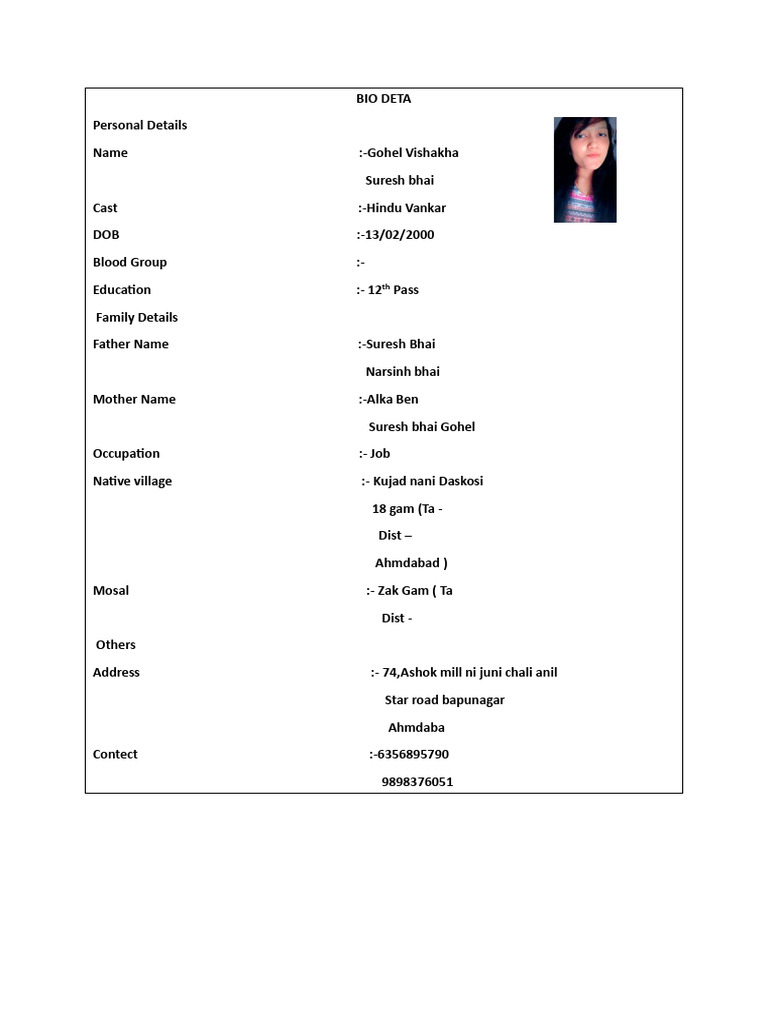 BIO DATA - Docx 5 (1) .Docx6 - Repaired | PDF