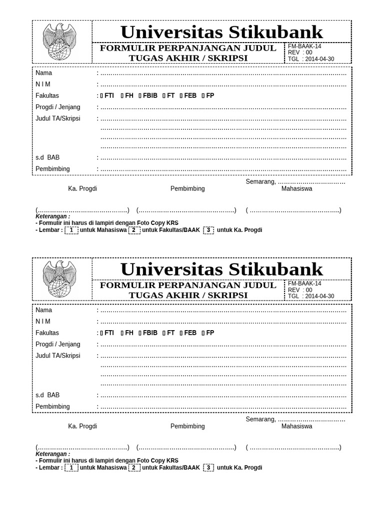Form-14-Formulir-Perpanjangan-Judul-TA | PDF