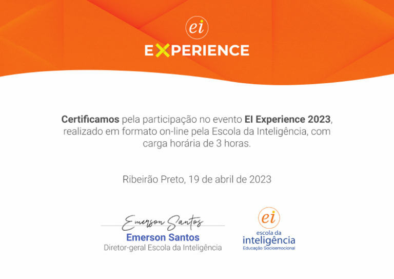 Certificado EI Experience 2023 | PDF