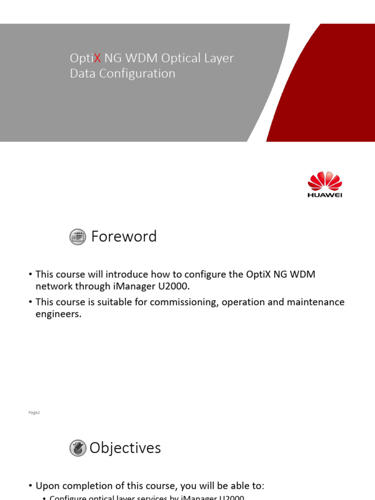 OptiX NG WDM Optical Layer Data Configuration | PDF | Wavelength Division Multiplexing | Optical ...