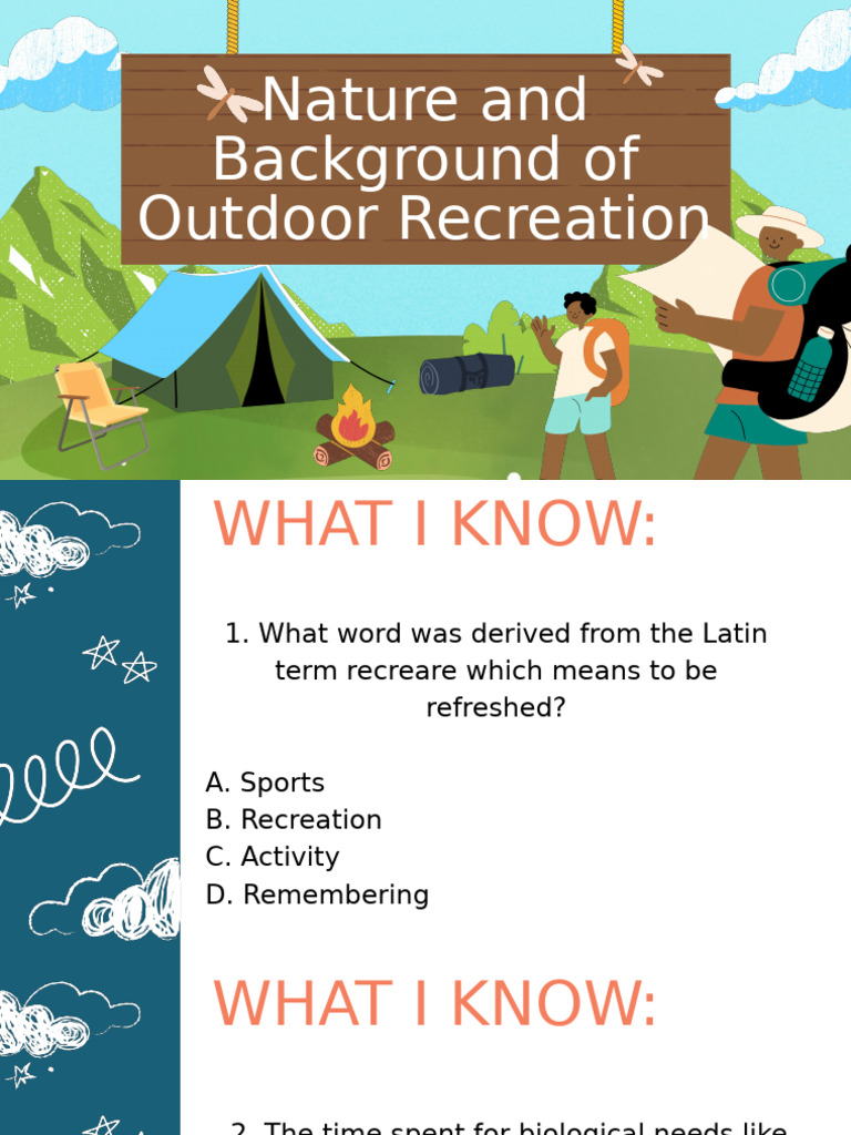 Nature and Background of Outdoor Recreation 1 | PDF | Recreation | Sleep