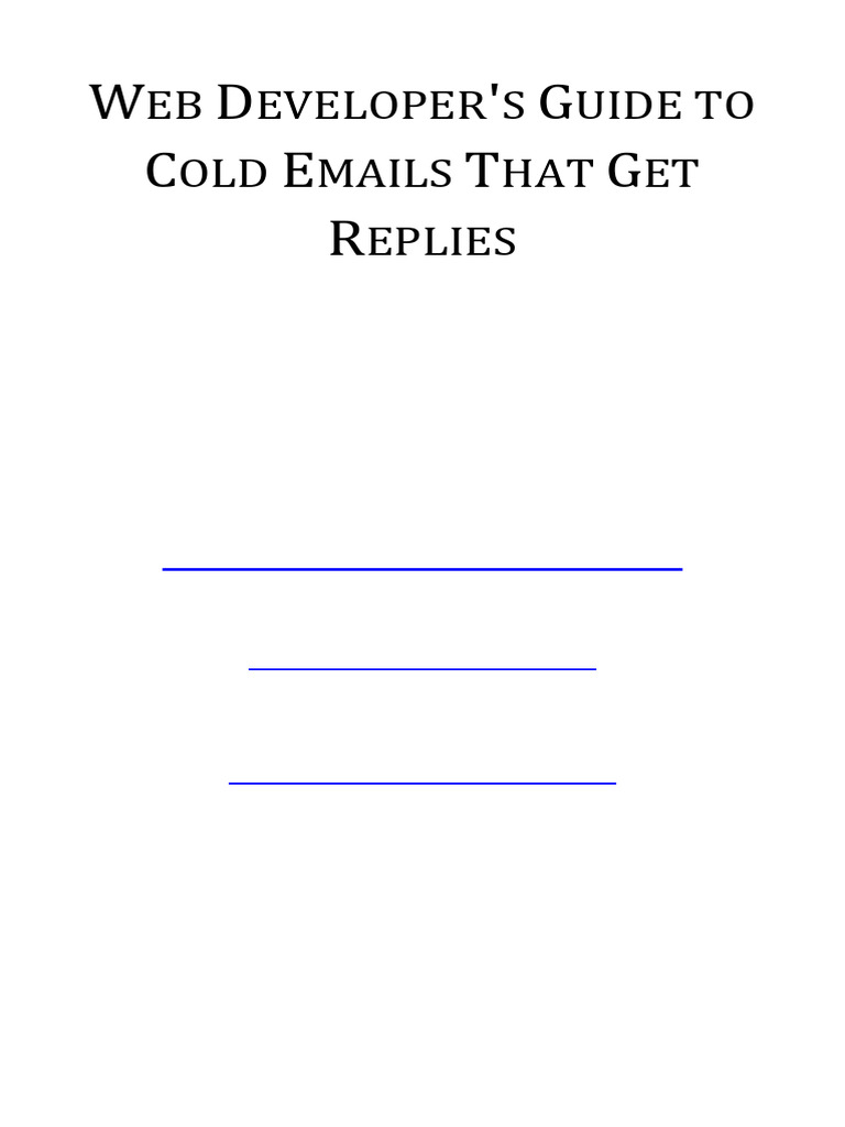 Web Developer S Guide To Cold Emails That Get Replies | PDF | Search Engine Optimization | Word ...