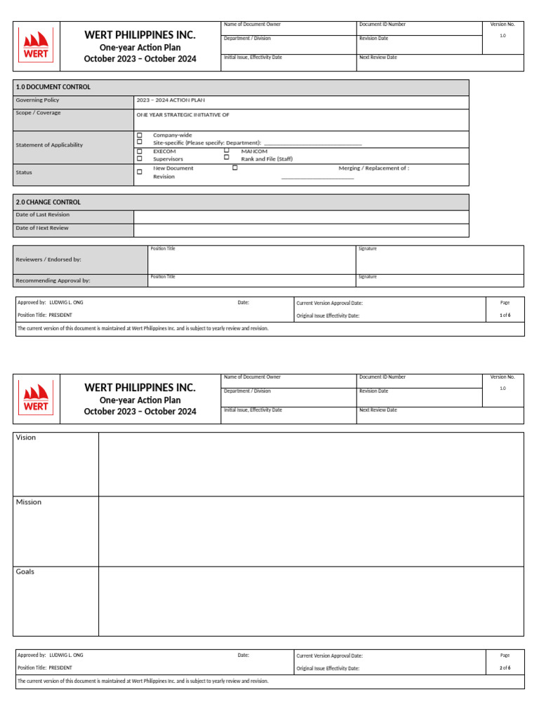 WPI One Year Action Plan_template | PDF | Computing