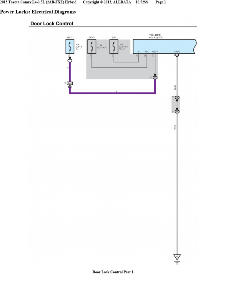 Diagrama Toyota Camrry Hybrid Door Lock | PDF