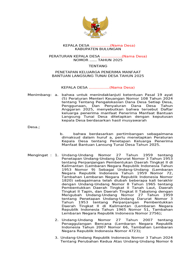 Draft Perkades TTG KPM BLT DD 2025 | PDF