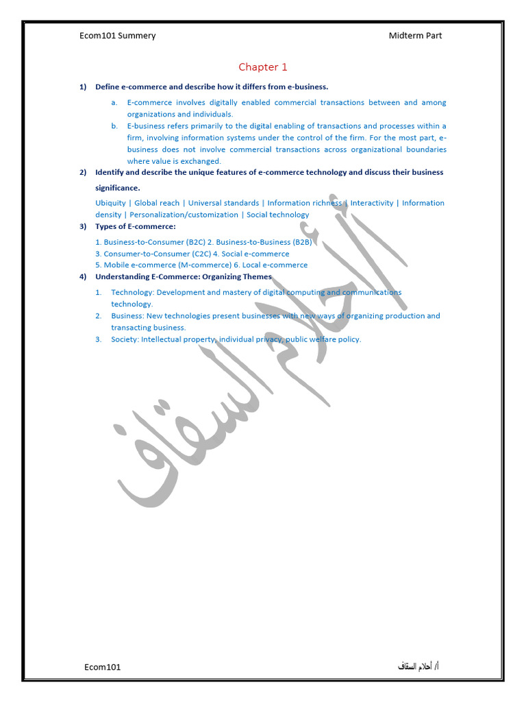 Ecom 101 Midterm Summrey | PDF | Public Key Cryptography | Computer Network