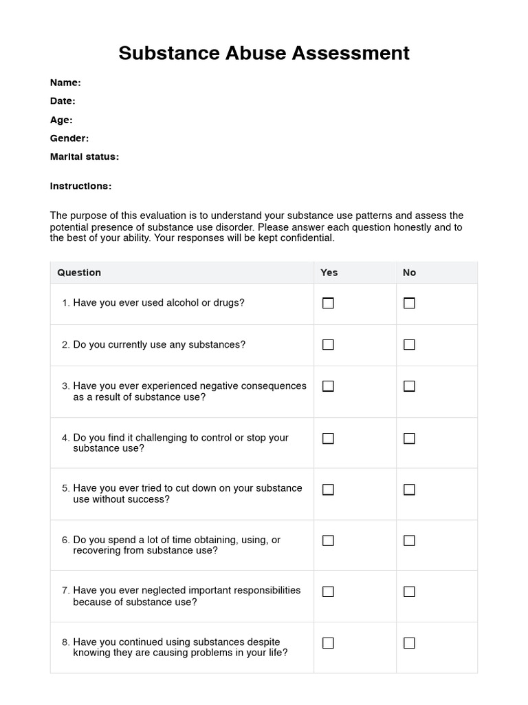 Substance Abuse Assessment | PDF | Substance Use Disorder | Substance Abuse