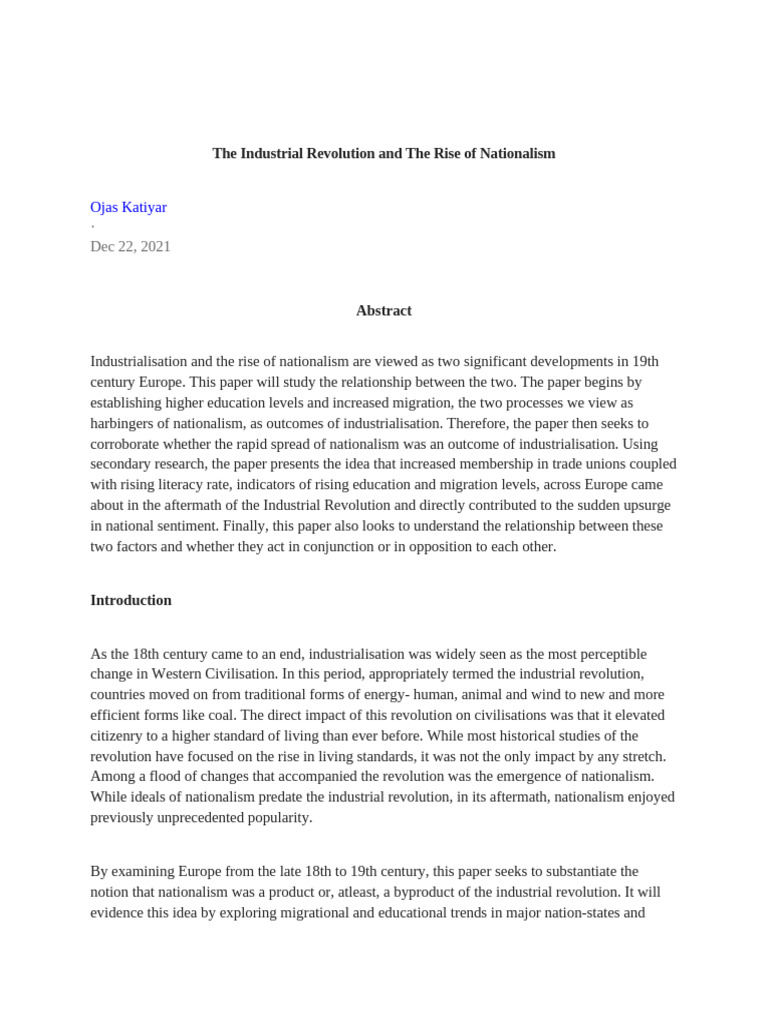 The Industrial Revolution and The Rise of Nationalism | PDF | Labour ...