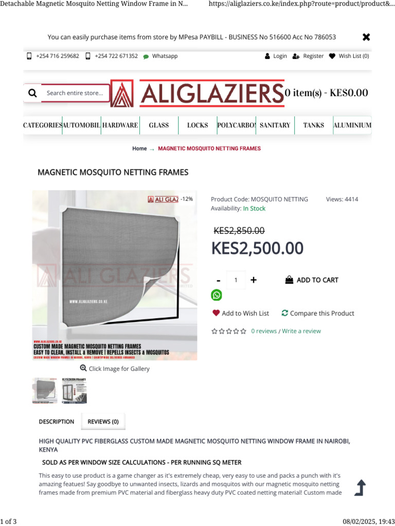 0 Item(s) - KES0.00: Magnetic Mosquito Netting Frames | PDF | Window ...