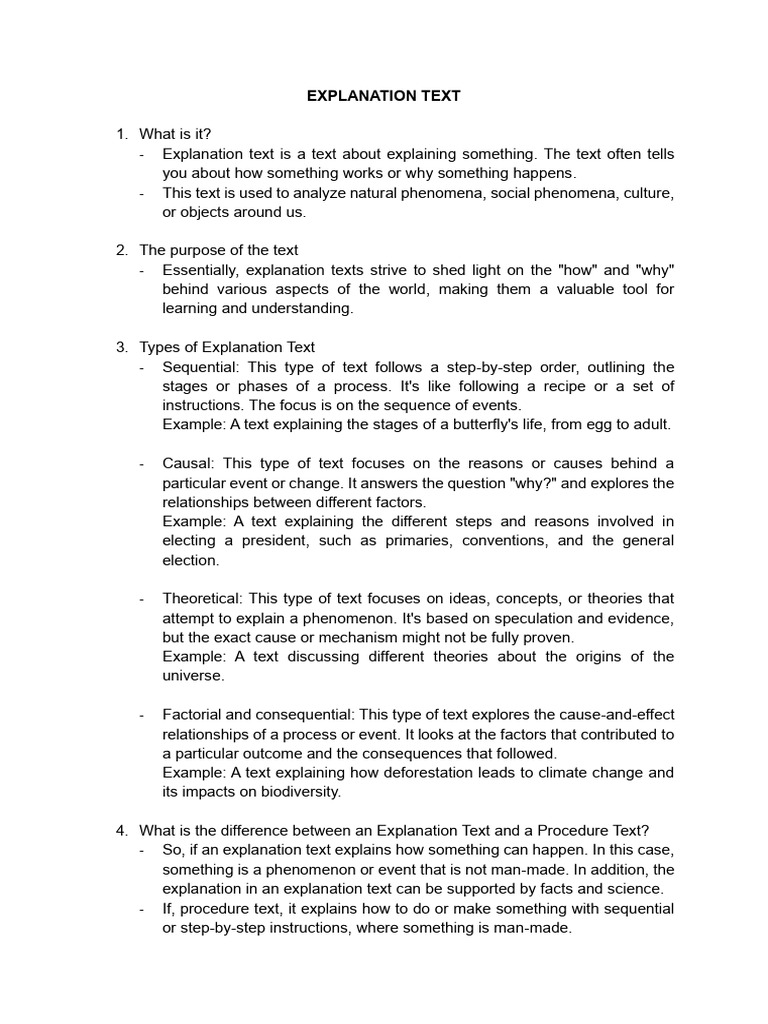 Types of Explanation Texts Explained | PDF