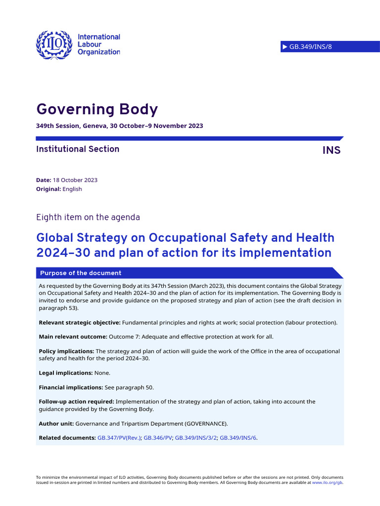 OIT | PDF | Occupational Safety And Health | International Labour ...
