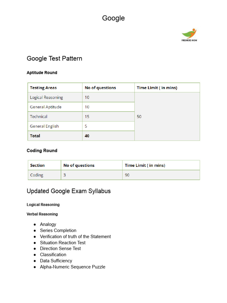 Google Topics Test Pattern | PDF | Mathematics