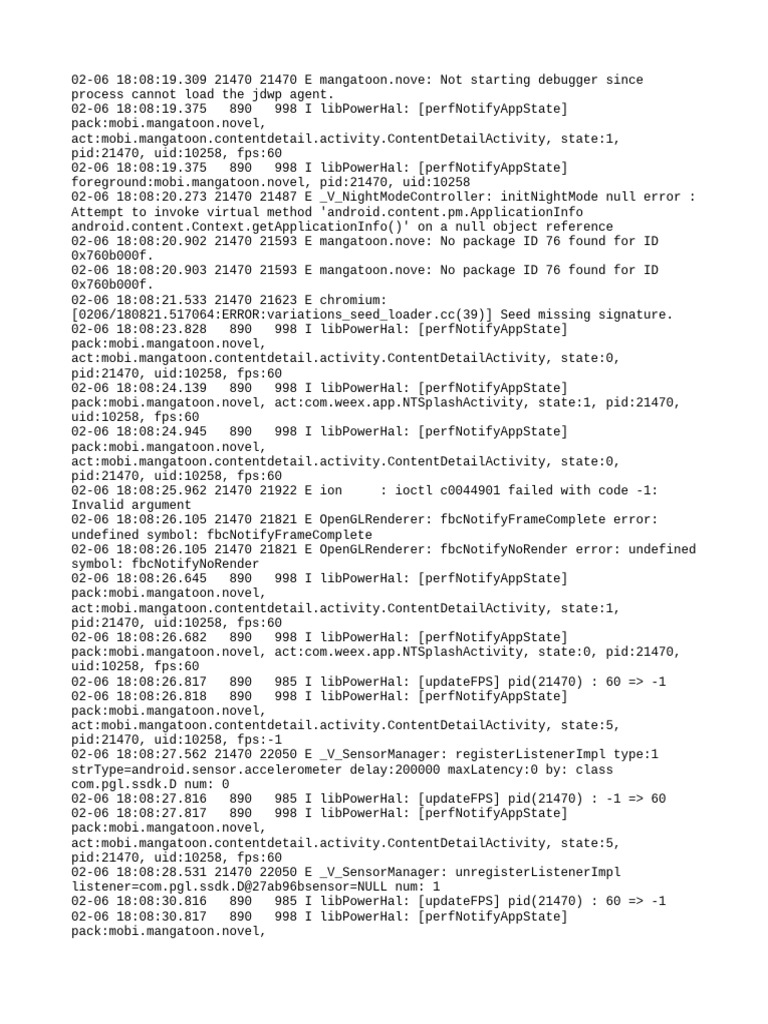 Mangatoon App Error Log Analysis | PDF | Computing | Computer Programming