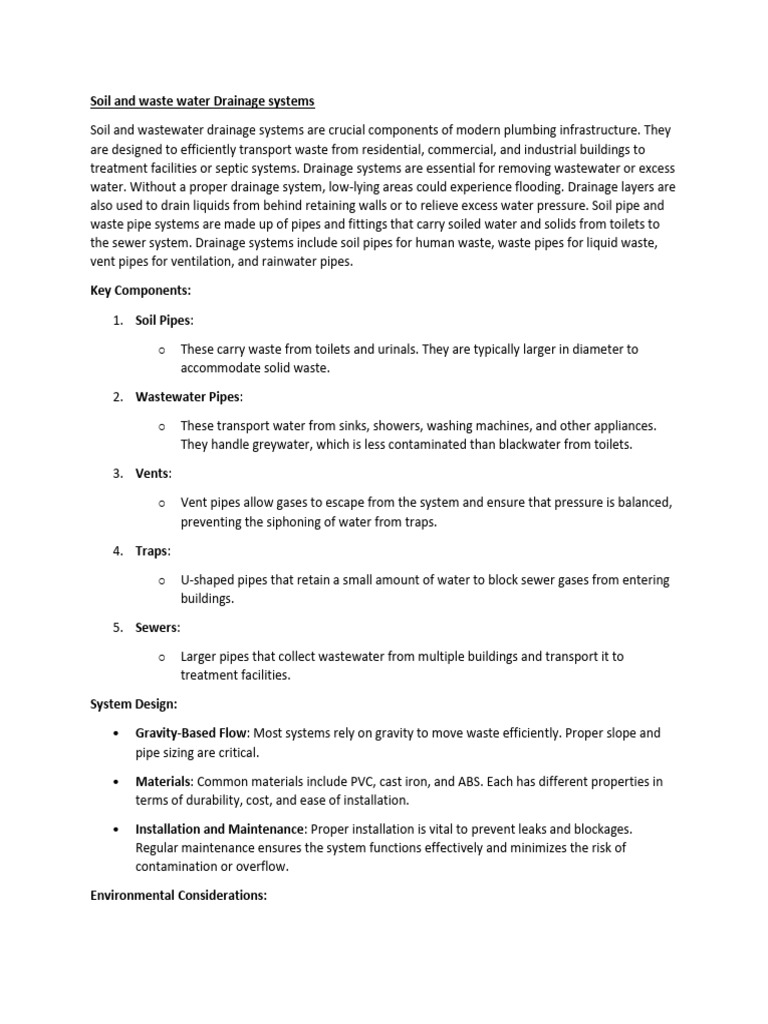 Soil and Wastewater Drainage Systems Overview | PDF | Combined Sewer ...