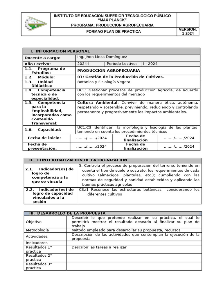 Plan de Practicas | PDF