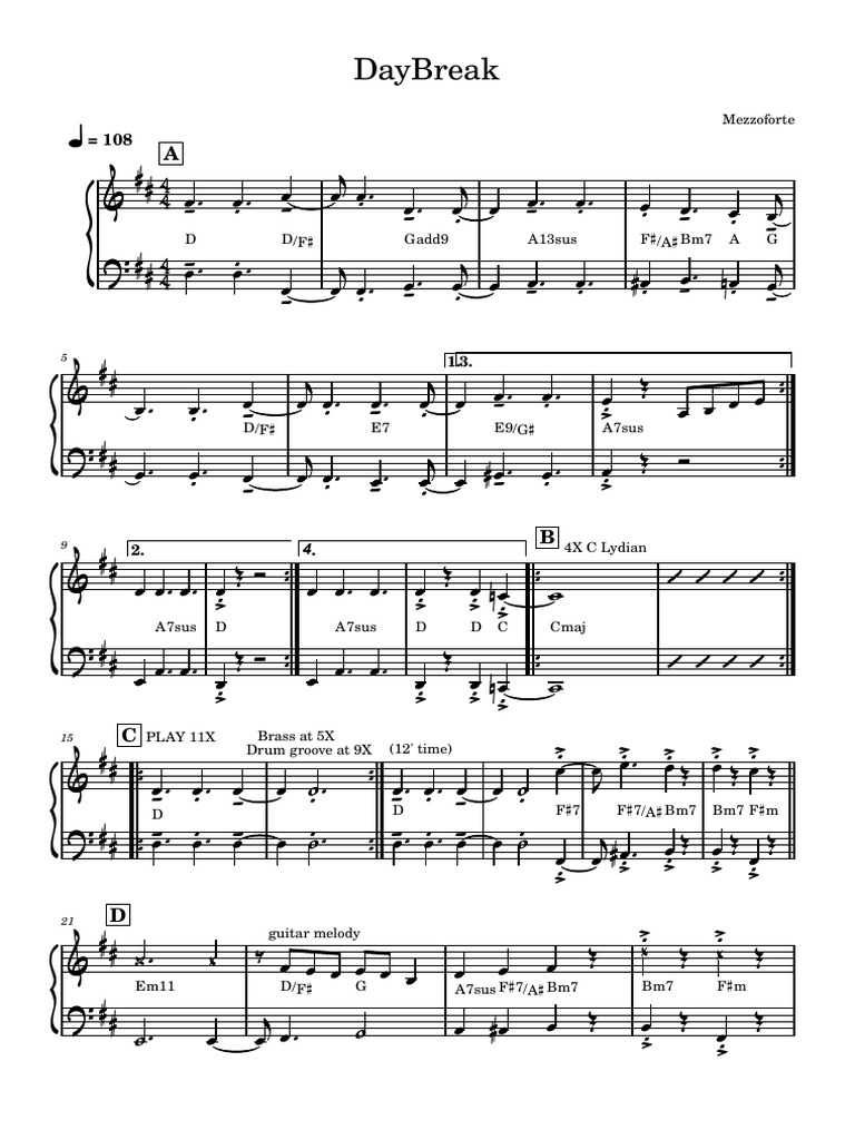 Daybreak - Mezzoforte (Lead Sheet) | PDF | Musical Compositions