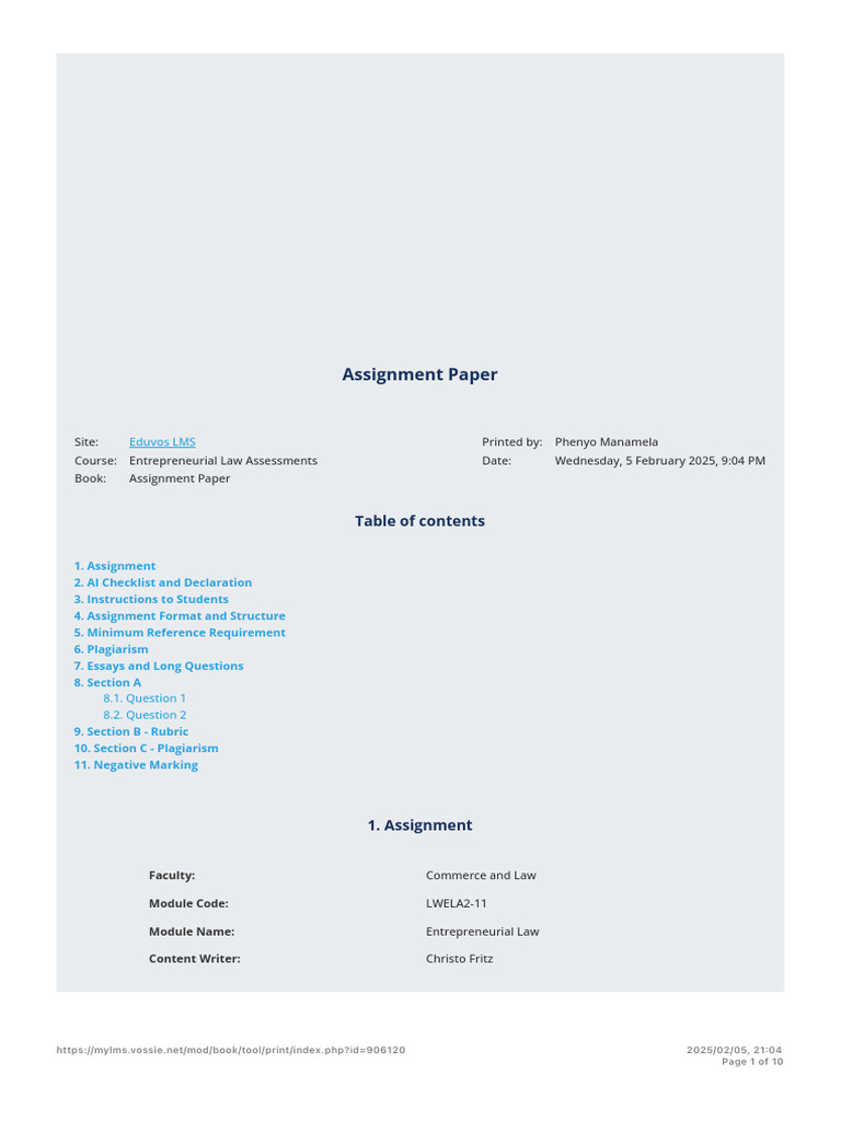 Assignment Paper Eduvos | PDF | Plagiarism | Turnitin