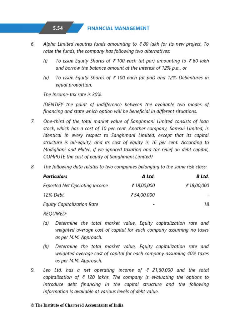 Chapter 5 FM New Question | PDF | Equity (Finance) | Capital Structure