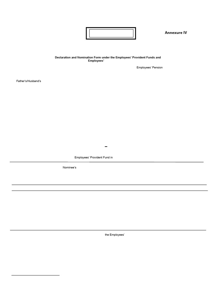 Annexure-Iv Nomination Form Epf & Eps | PDF | Pension