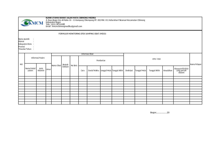 Formulir MESO cibinong | PDF