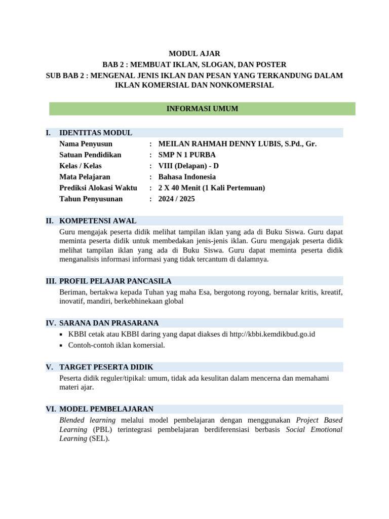 Modul Ajar PMM | PDF