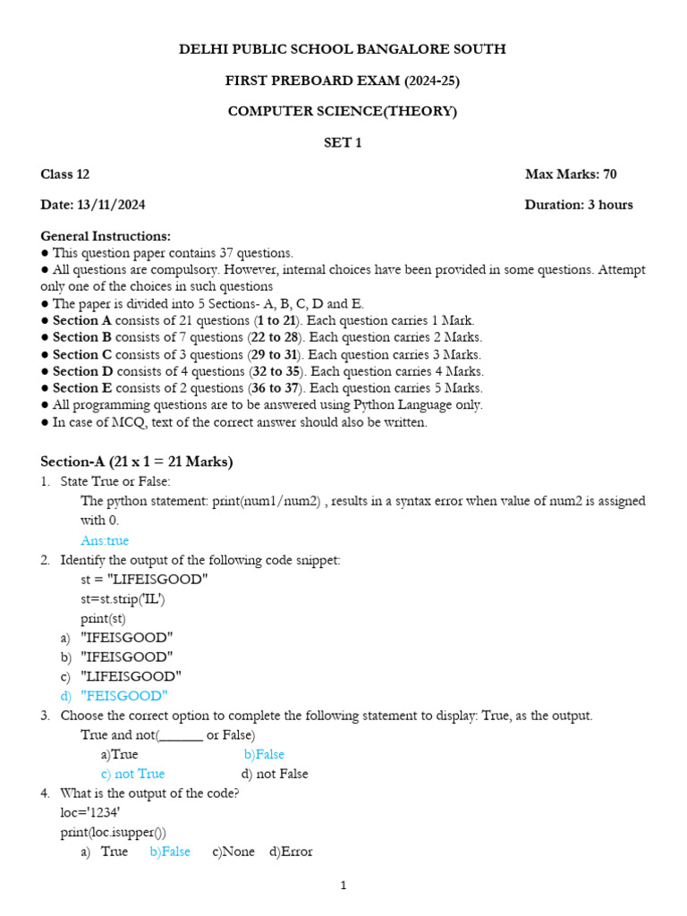 Comp-1st Preboard-Set 1,2 Ans | PDF | World Wide Web | Internet & Web
