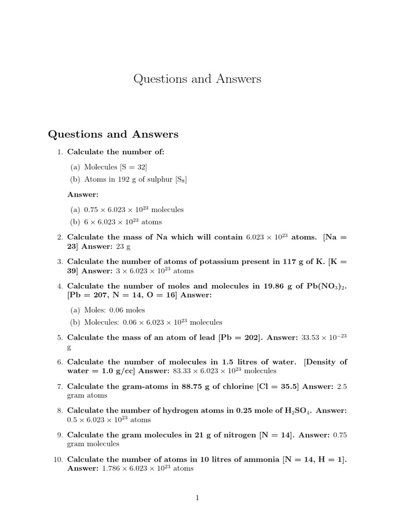 Chemistry Calculations Guide | PDF