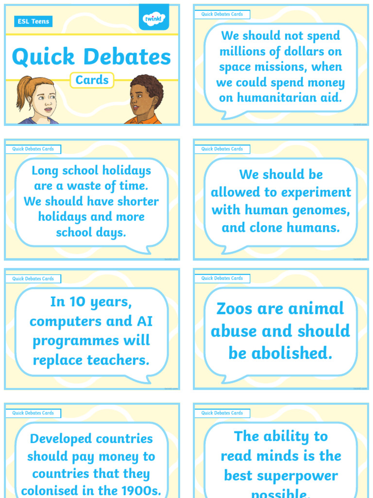 t-1702877478-quick-debates-cards-teens-c1_ver_1 | PDF | English As A ...