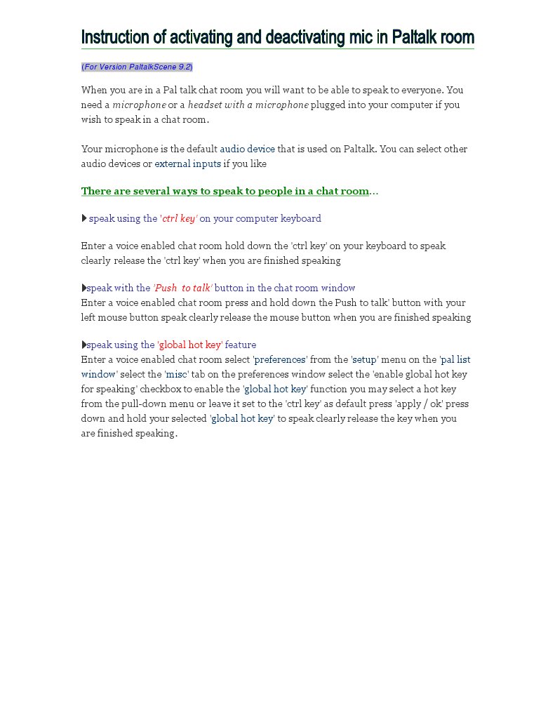 Using Microphone in Paltalk 9.2 | PDF | Keyboard Shortcut | Computer ...