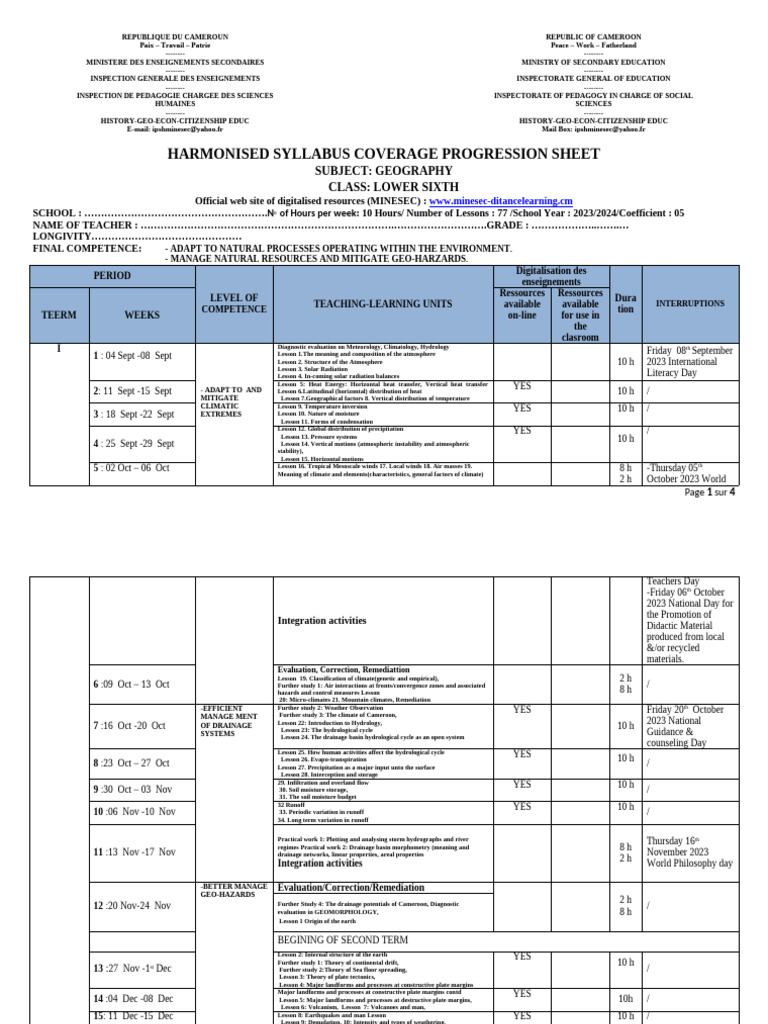 Geo Progression Lower Sixth | PDF | Climate | Ecosystem