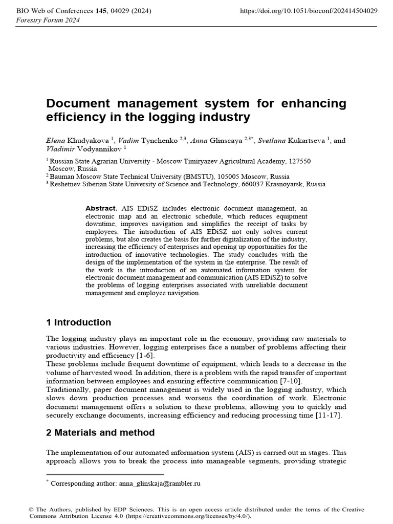 Document Management System For Enhancing Efficiency in The Logging ...