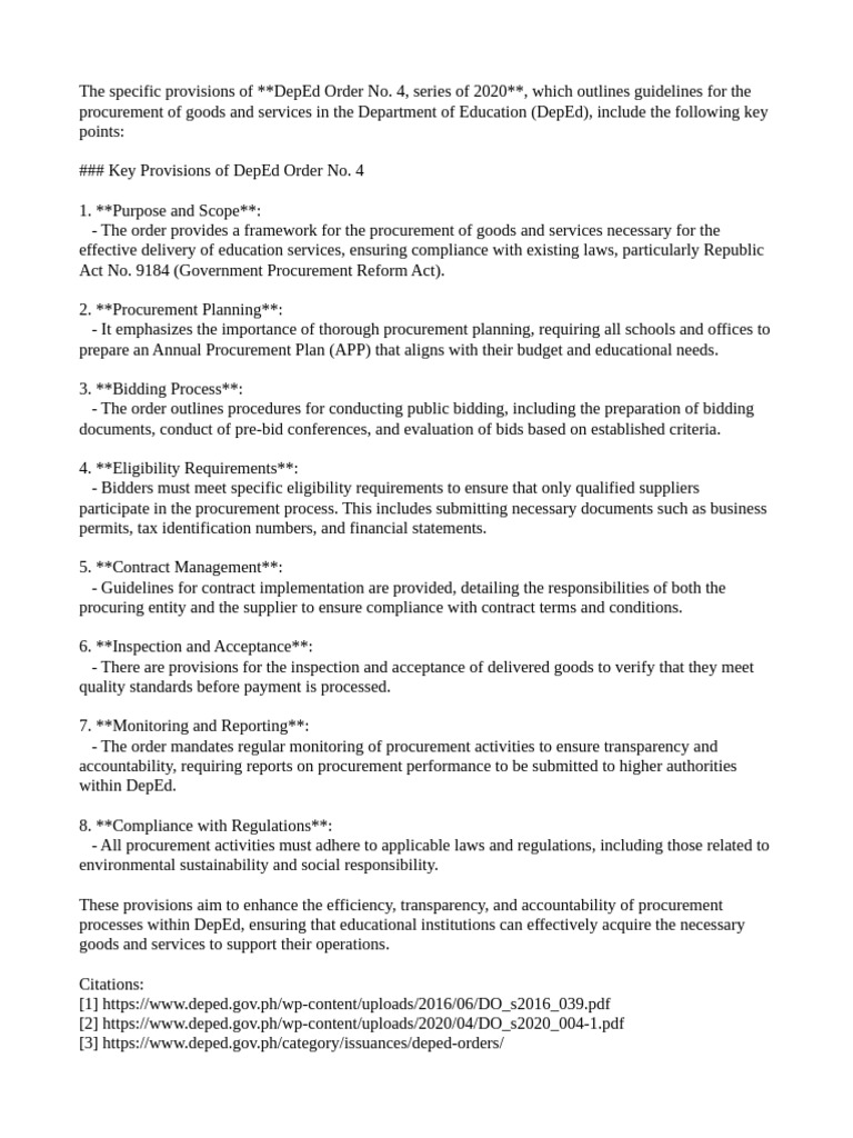 DepEd Order No. 4: Procurement Guidelines | PDF | Regulatory Compliance | Governance