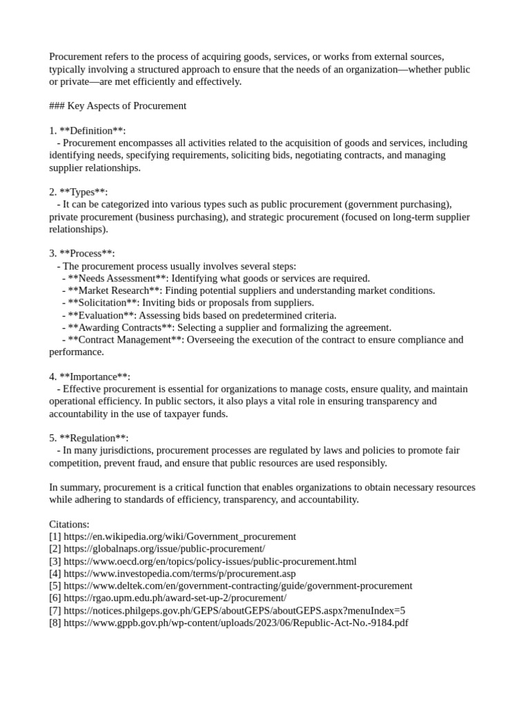 Definition of Procurement | PDF | Procurement | Economies