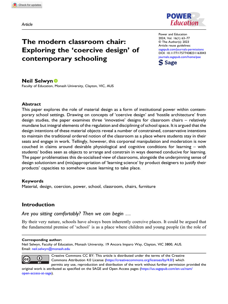The Modern Classroom Chair | PDF | Chair | Learning